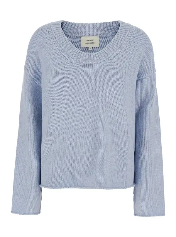 Loulou De Saison Mini Logo Cashmere Sweater With Wide Neck