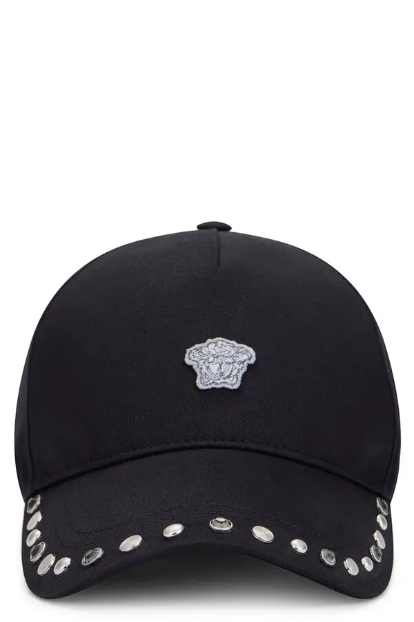 Versace Logo Cotton Hat With Contrast Embroidery