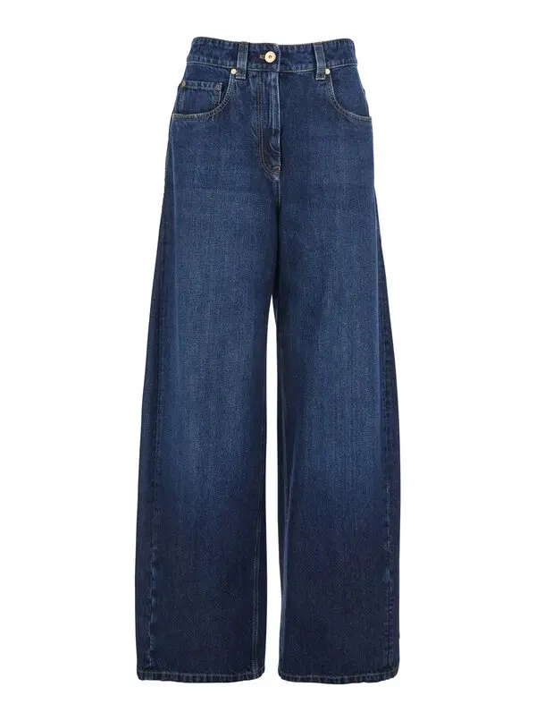 Brunello Cucinelli Wide-fit Balloon Denim Jeans With Five-pocket Design And Logo Back Patch