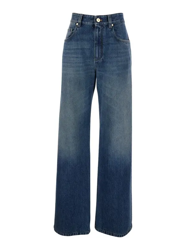 Brunello Cucinelli High-waist Relaxed-fit Denim Jeans With Monil Loop Detail & Back Logo Patch