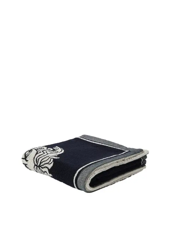 Versace Sport Towel With Medusa Jacquard In Cotton - Blu