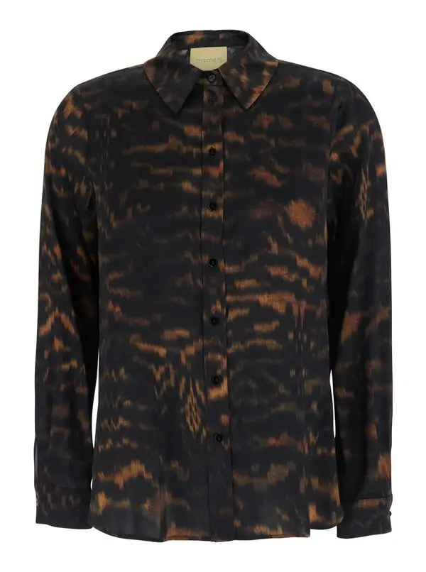 Momoni Silk Classic-collar Button-front Shirt With All-over Fade Print