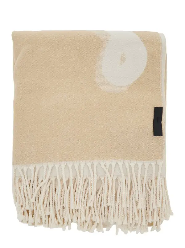 TWINSET Printed Scarf With Fringed Edge In Fabric - Beige
