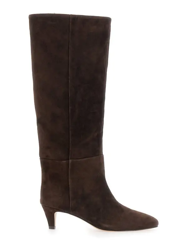 TWINSET Suede Pointed Toe Knee-high Boots With Mid Heel