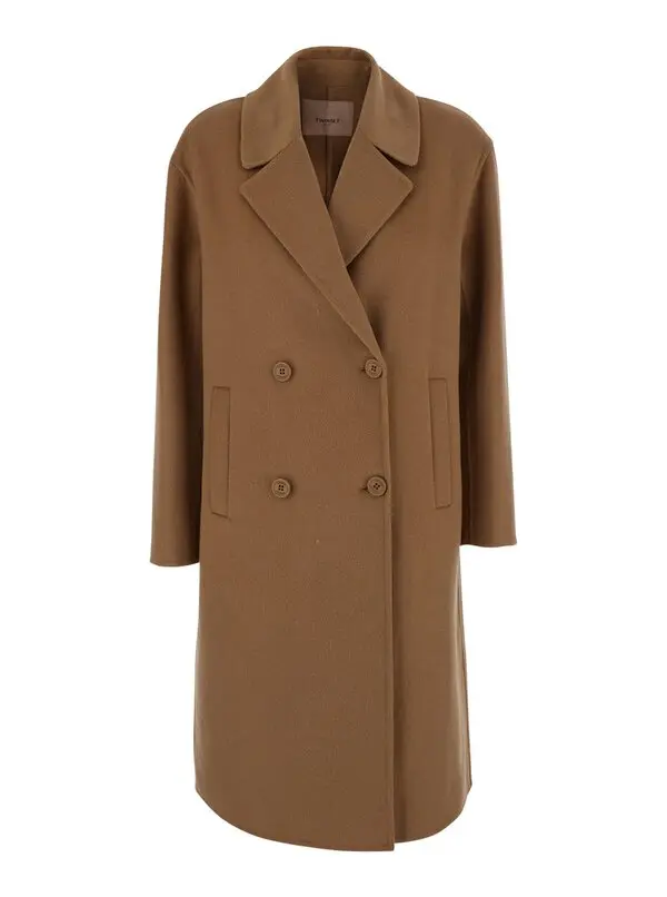 TWINSET Double-breasted Wool-blend Jacket With Notched Revers