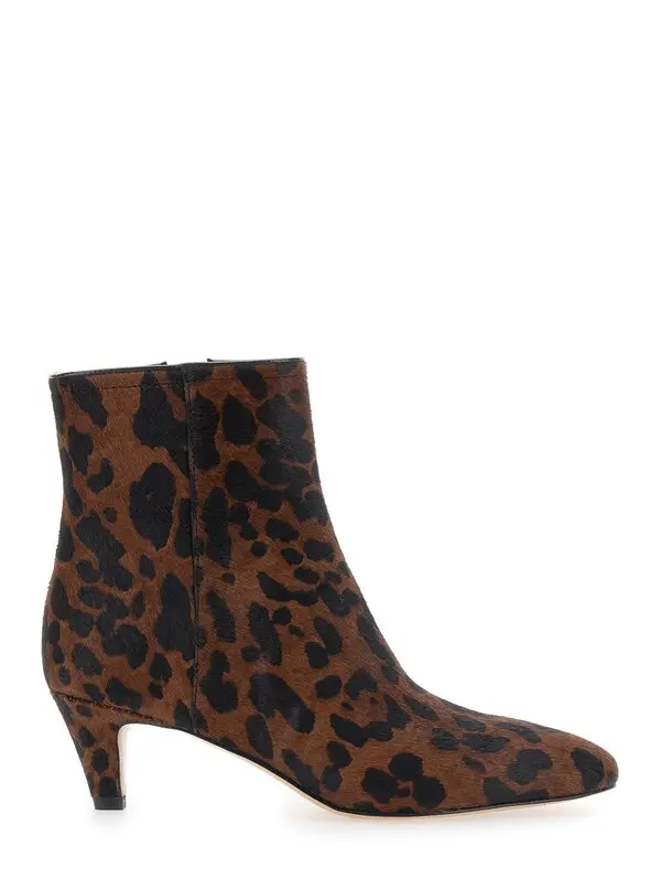 TWINSET Leather Ankle Boots With High Heel, Pointed Toe & Side Zip