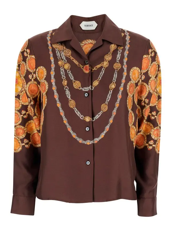 Versace Printed Shirt With Classic Collar And Long Sleeves
