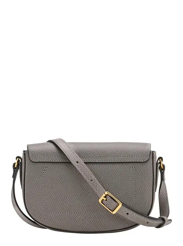 Longchamp Epure Leather Crossbody Handbag With Adjustable Strap And Magnetic Flap Closure, Gold-tone Hardware, 20x13x8 Cm - Grey