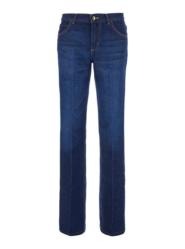 MERCI Regular High-waisted Denim Jeans With Pockets & Zip Closure
