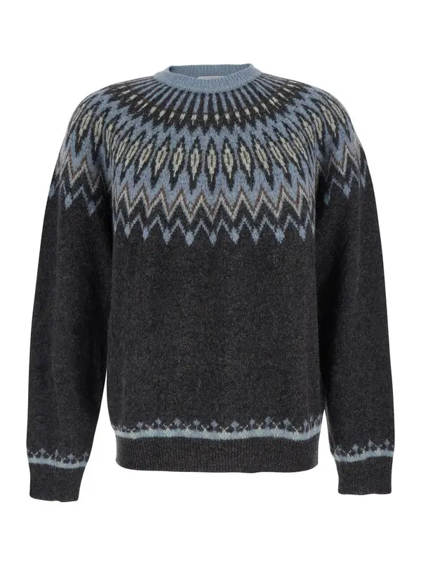ROBERTO COLLINA Alpaca Wool Jacquard Crewneck Sweater For - Multicolor