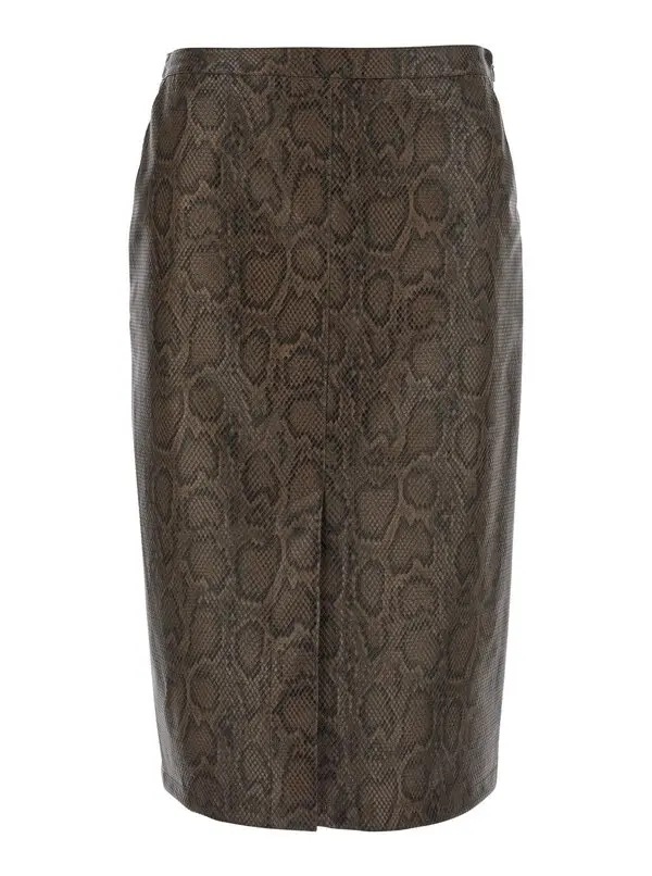 TWINSET Tech Fabric Python Print Straight-hem Skirt For