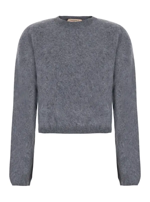 TWINSET V-neck Tech Fabric Sweater With Long Sleeves And Regular Hem