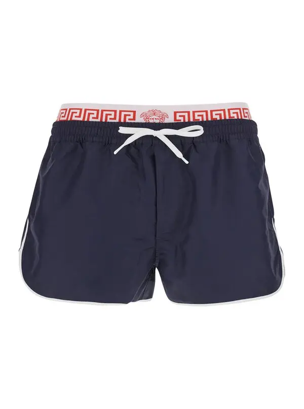 Versace Tech Fabric Swim Shorts With Logo Band
