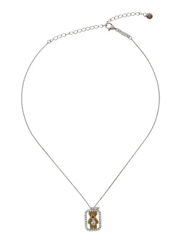 YVMIN Mini Bear Crystal Pendant Necklace In Metal