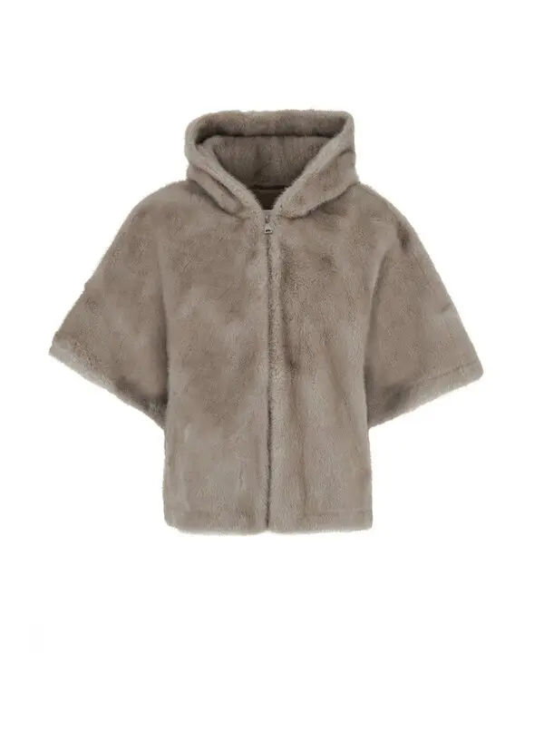 GIOVANNI PARIS High-collar Cape With Synthetic Fur Trim