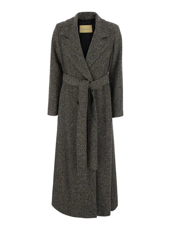 Momoni Wool-blend Houndstooth Notched-revers Belted Jacket For