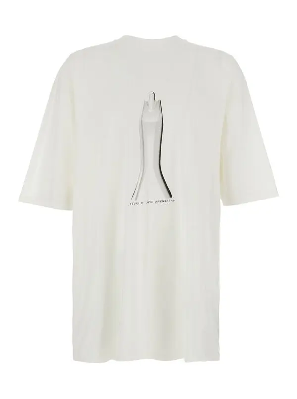 Rick Owens Cotton Crew Neck T-shirt With Maxi Front Print, Oversized Fit