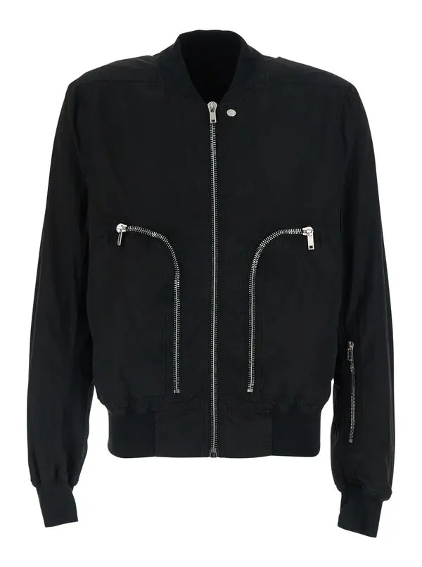Rick Owens Cotton Bomber Jacket With Bomber Collar And Zip Pockets