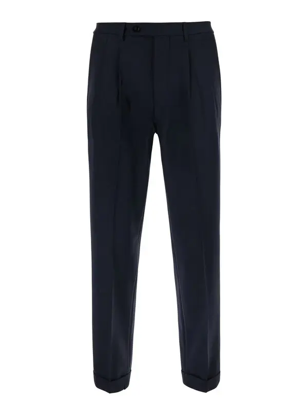 MICHAEL COAL Wool-blend Dress Pants With Cuff Hem And Double-front Pleats