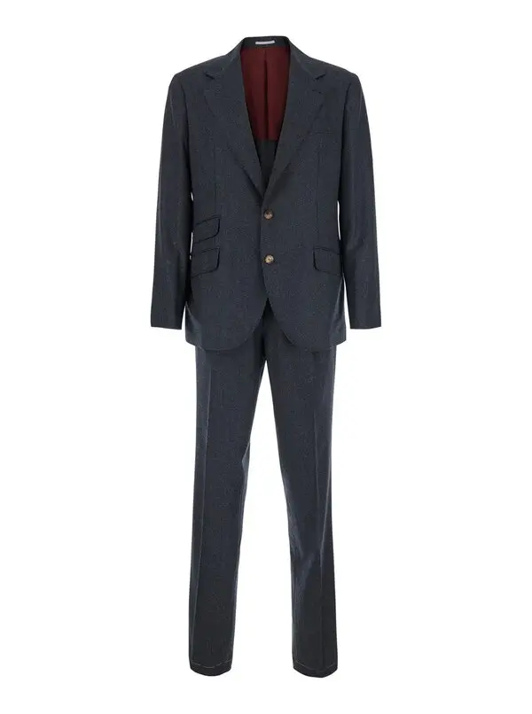 Brunello Cucinelli Wool Regular-fit Single-breasted Suit With Notched Revers
