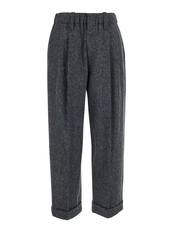 Brunello Cucinelli Wool-blend Pleated Trousers With Semi-elasticated Waist And Turned-up Hems