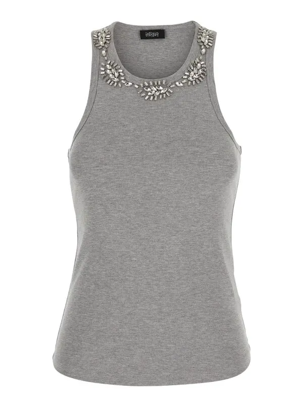 LEPLAIN Ribbed Embroidered Long-sleeve Crew Neck Top For