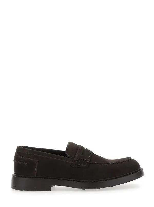 DOUCAL'S Leather Penny Loafer With Round Toe And Leather Lining