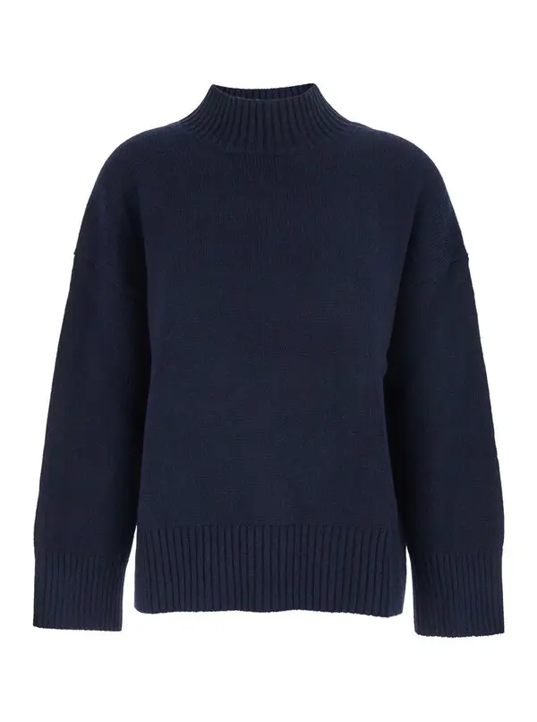 LEPLAIN Cashmere Mock Neck Pullover With High Collar And Long Sleeves