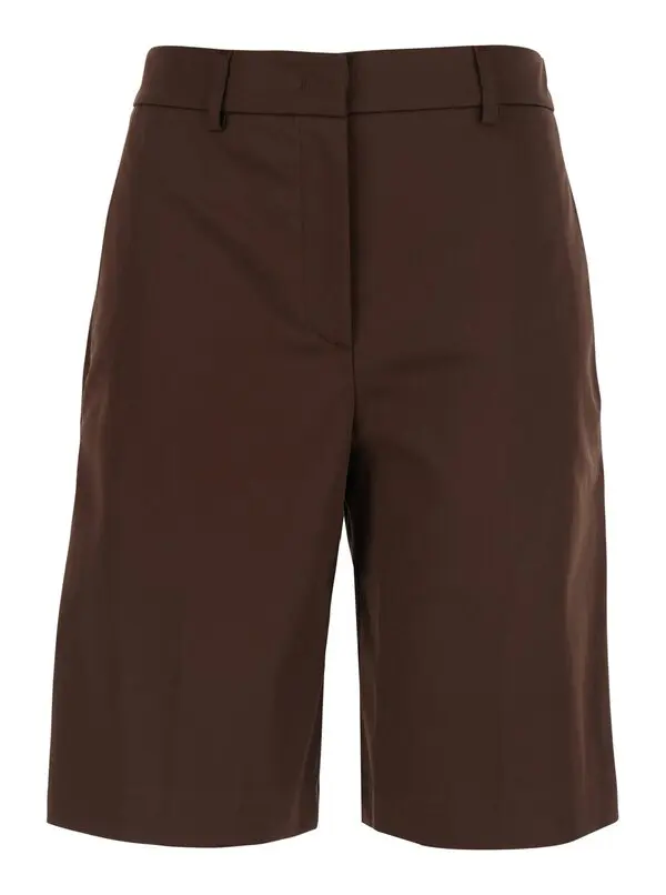 LEPLAIN Cotton Bermuda Shorts With Belt Loops And Back Welt Pockets