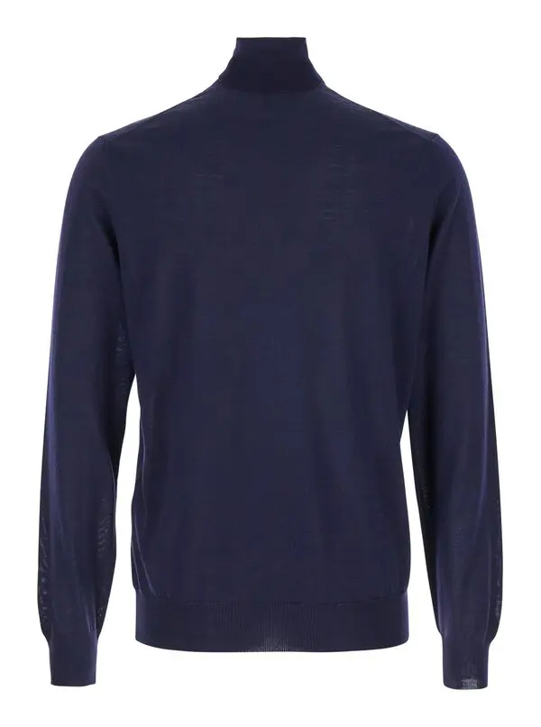 LEPLAIN Ribbed Turtleneck Sweater In Wool With Tone-on-tone Stitching