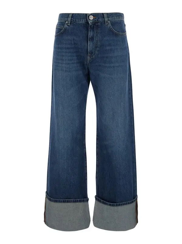 Pinko Cuffed Hem Jeans With Printed Logo Back