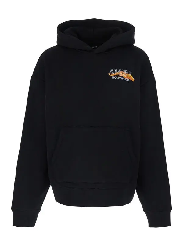 Amiri Hooded Sweatshirt With Fixed Hood, Front And Back Lettering Logo, Oversized Fit