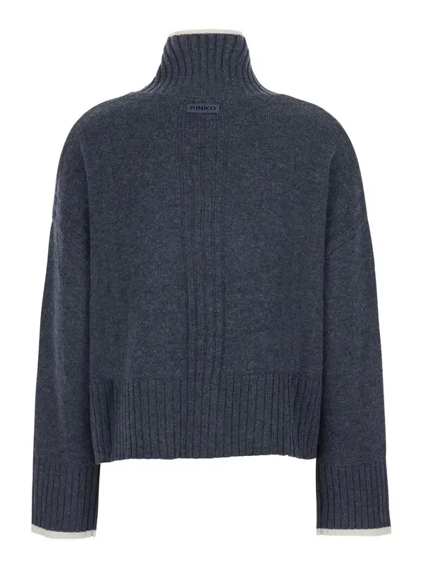 Pinko Wool-cashmere High-neck Sweater With Back Logo Patch