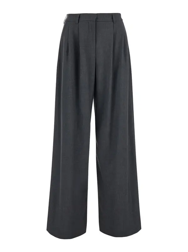 LEPLAIN Wool-blend Trousers With Front Pleats, Belt Loops & Relaxed Fit