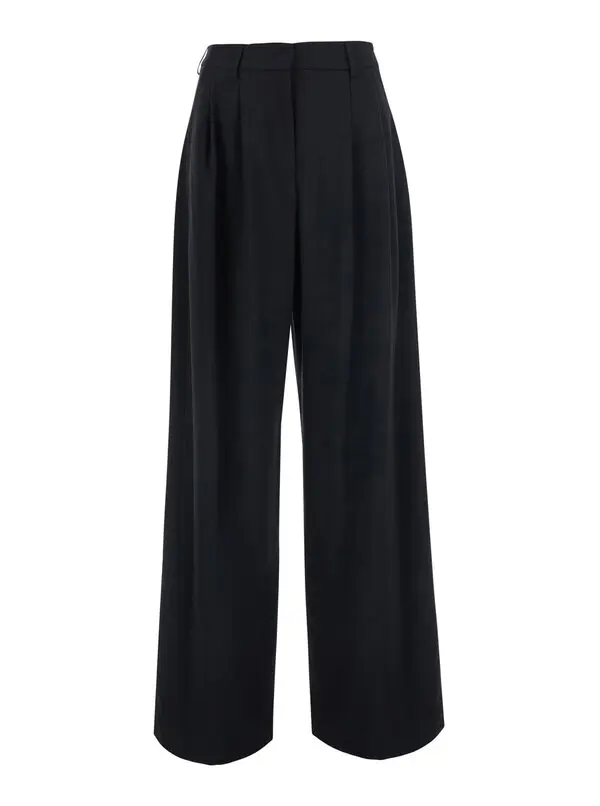 LEPLAIN Wool-blend Pants With Front Pleats, Belt Loops & Relaxed Fit