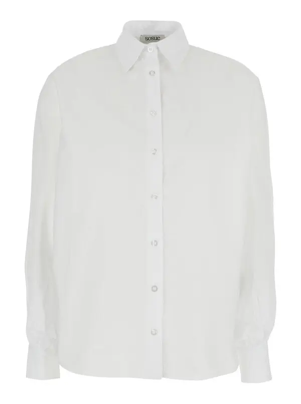 SOSUE Cotton Button-front Classic Collar Shirt With Long Sleeves