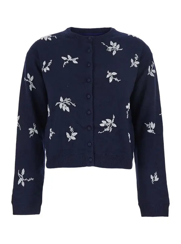 ATELIER EDITION Embroidered Cotton-blend Crew Neck Cardigan For