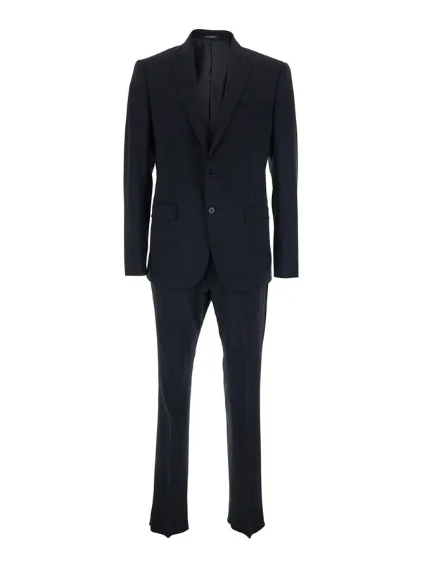 Emporio Armani S Single-breasted Slim Fit Wool Suit With Notched Revers - Blu