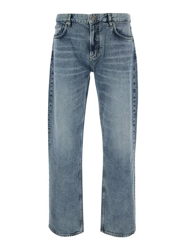 Emporio Armani S Faded Logo Patch Denim Jeans - Blu
