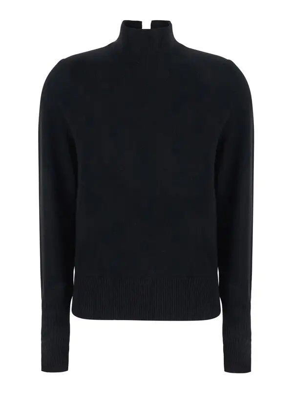 Pinko High-neck Wool & Cashmere Sweater With Back Logo Patch