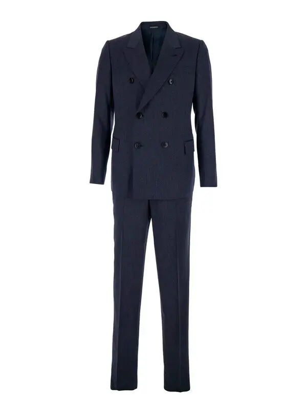 Emporio Armani Double-breasted Wool Suit With Peak Revers For