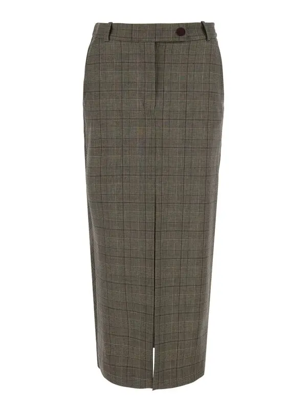 Pinko Wool-blend High-waist Pleated Mini Skirt With Stripe Motif And Back Logo Patch