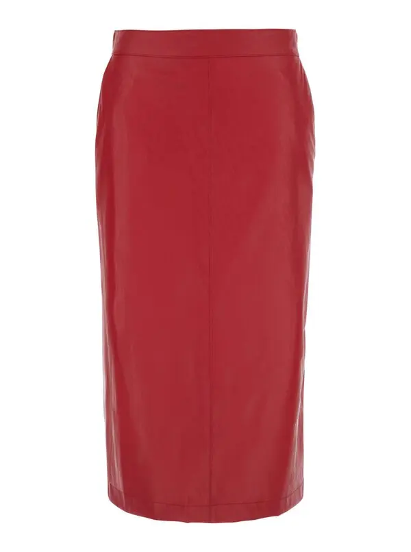 Pinko High-waist Eco-leather Skirt With Back Slit And Side Hidden Zip