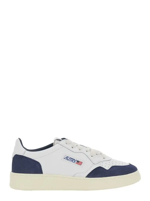 AUTRY Medalist Low Top Sneaker With Logo Patch And Suede & Leather Details - Blu