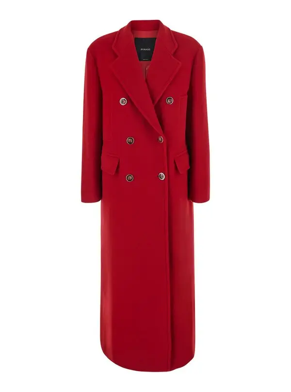 Pinko Double-breasted Wool Jacket With Notched Lapels And Patch Pockets