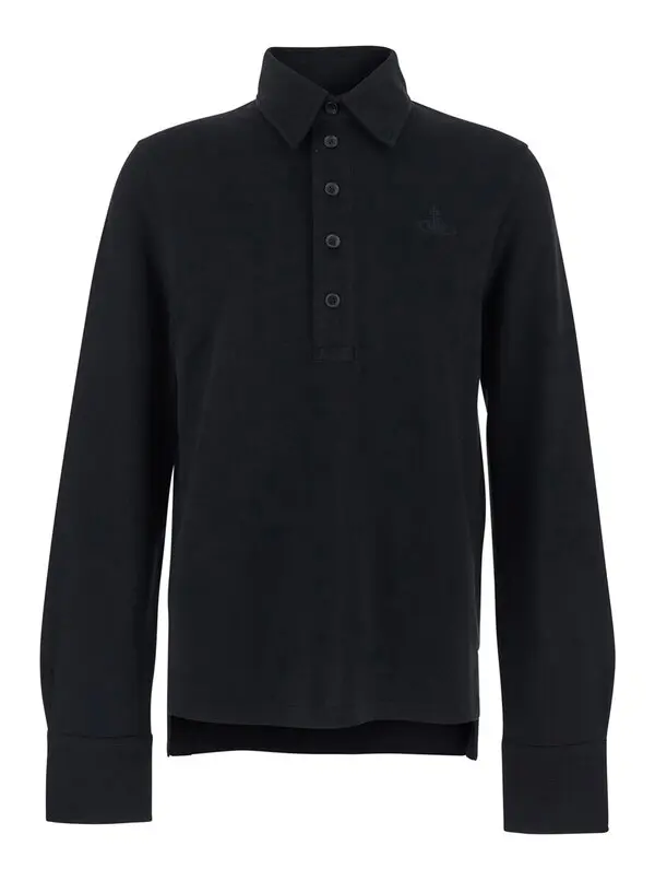 VIVIENNE WESTWOOD Long Sleeve Polo Shirt With Tone-on-tone Orb