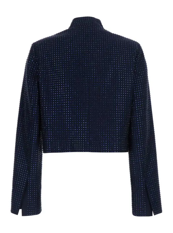 Pinko Two-button Beaded Tech Fabric Blazer With Welt Pockets