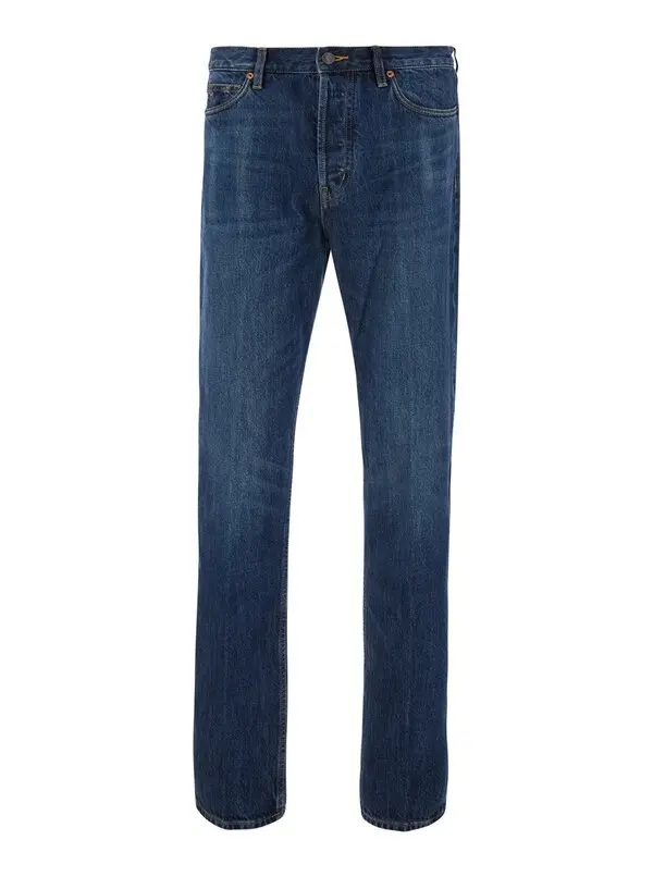 Emporio Armani S Logo-embroidered Slim-fit Denim Jeans With Back Logo Patch
