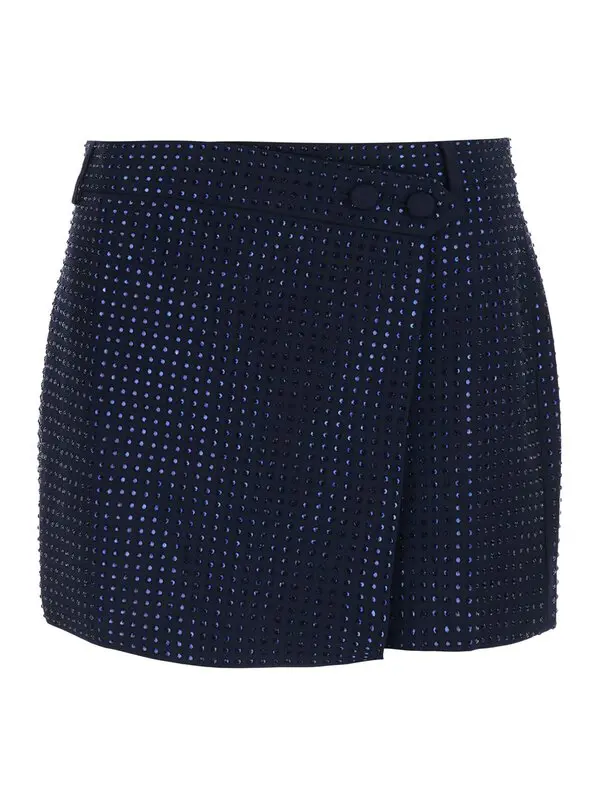 Pinko Soave Blue Skirt With All-over Sequins In Tech Fabric For