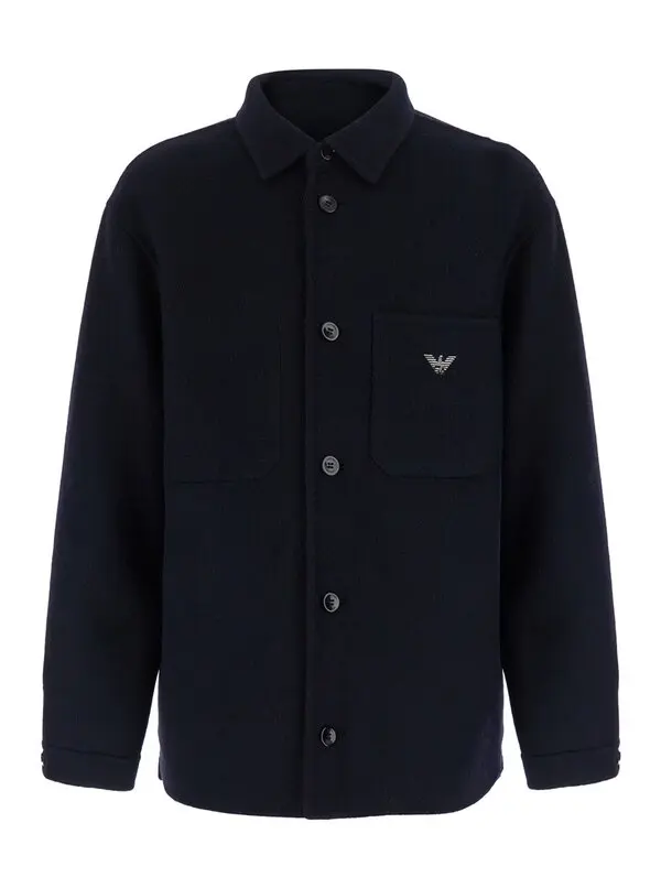 Emporio Armani High-collar Tech Fabric Jacket With Zip Closure, Patches & Side Pockets